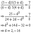 The sum of each of two sets of three terms in A.P. is 15. The common ...