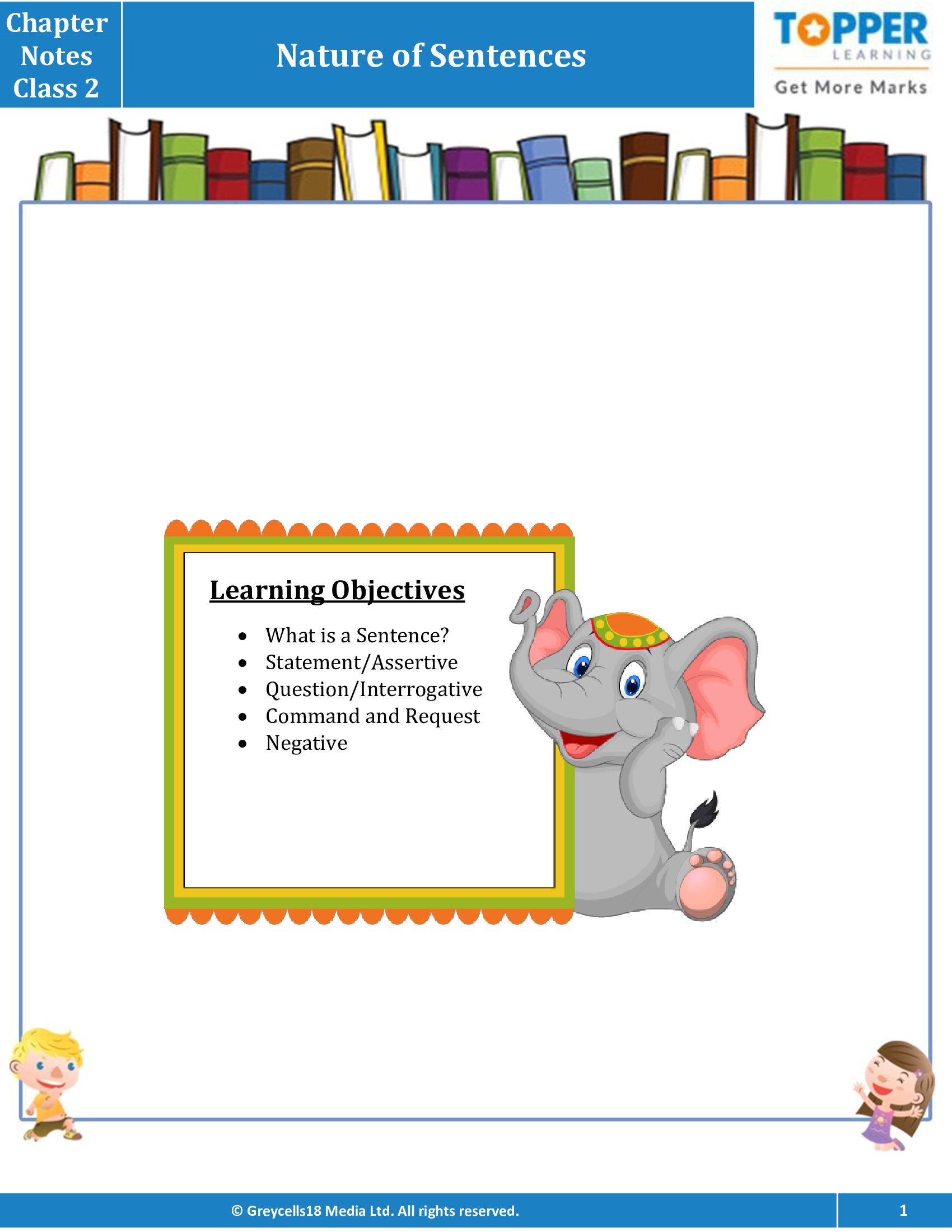 Chapter Notes for Class 2 JUNIOR English, Nature Of Sentences ...