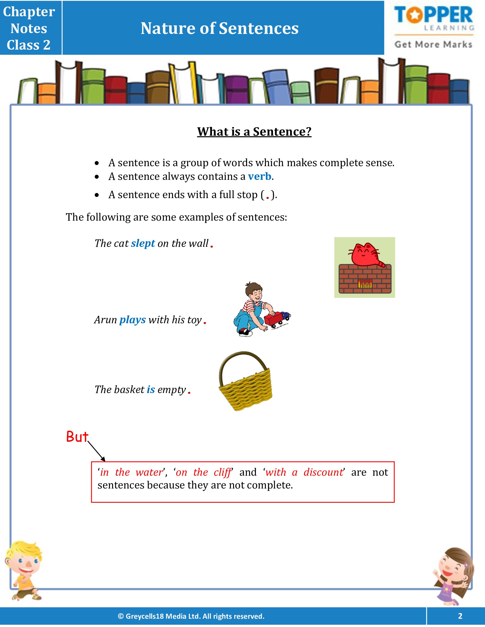 Chapter Notes for Class 2 JUNIOR English, Nature Of Sentences ...
