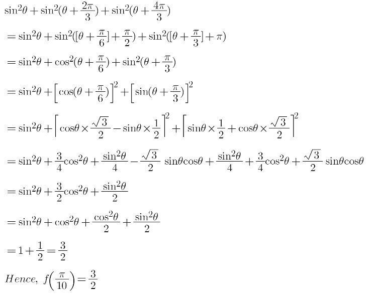 If F Sin2 Sin2 2 3 Sin2 4 3 Then What Will Be F 