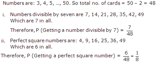 Cards marked with numbers 3, 4, 5, ....., 50 are placed in a box and ...