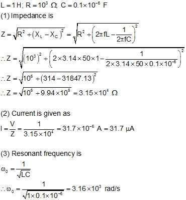 A series LCR circuit contains a coil of inductance 1H, a resistance of ...